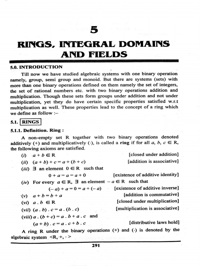 5. Rings, Integral Domain and Fields | PDF
