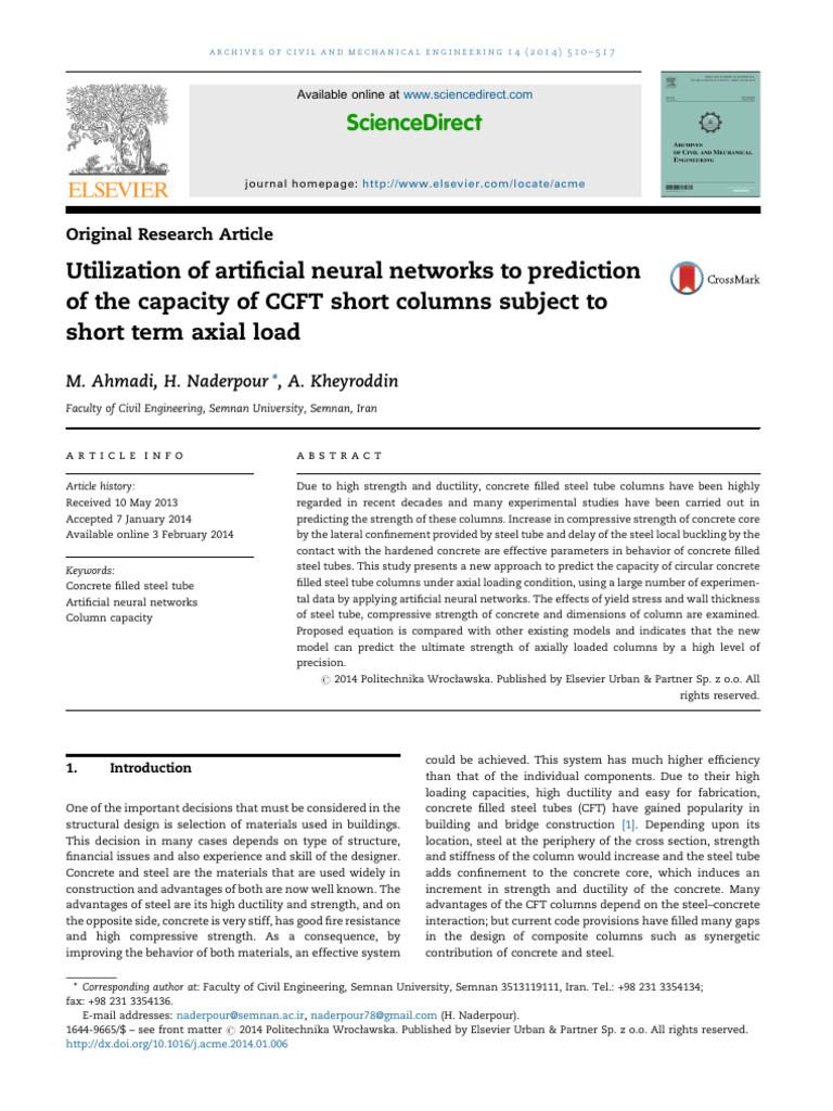 Predicting CCFT Capacity with Neural Networks | PDF | Strength Of ...
