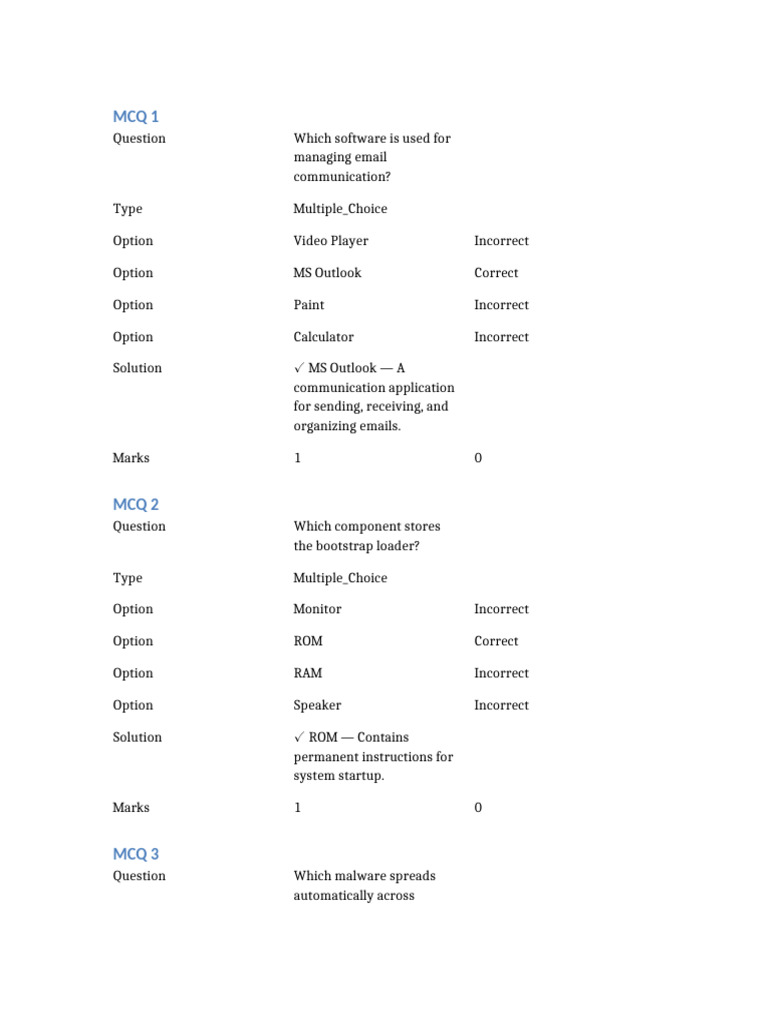 Computer Awareness MCQs Scattered Set | PDF