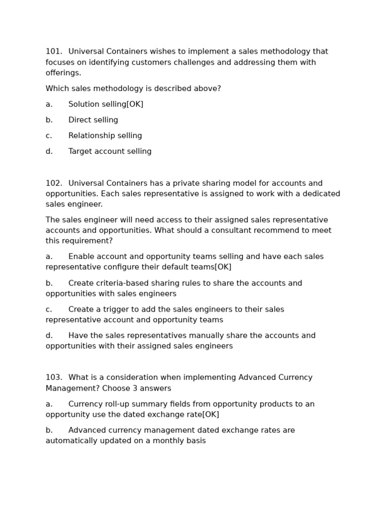 Sales Cloud Exam Questions-P15 | PDF | Currency | Credit
