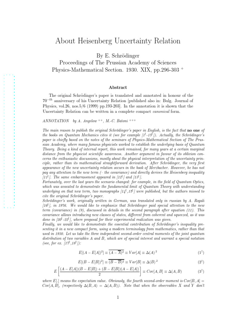 About Heisenberg Uncertainty Relation | PDF | Uncertainty Principle ...