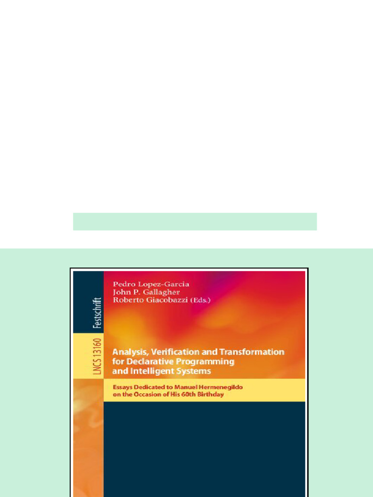(Ebook) Analysis, Verification and Transformation for Declarative Programming and Intelligent ...