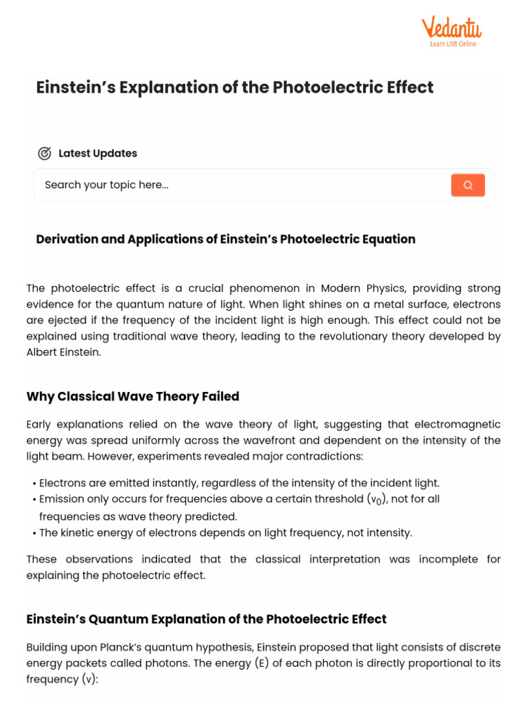 Einstein's Explanation of The Photoelectric Effect | PDF