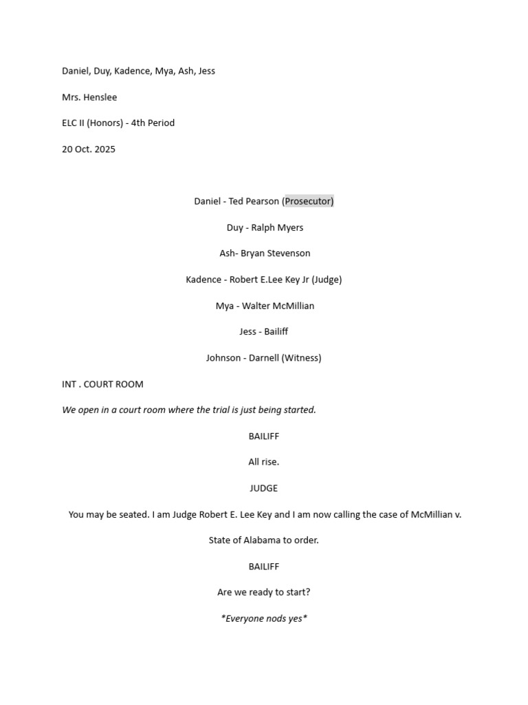 Mock Trial Walter McMillian | PDF | Criminal Procedure