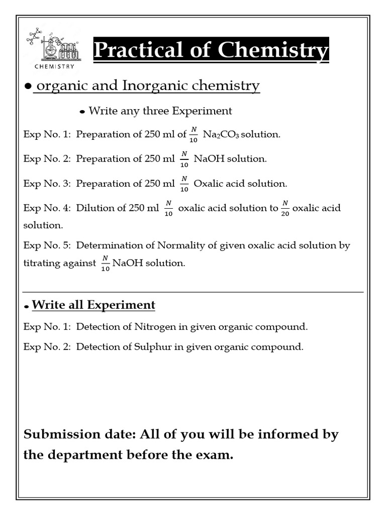 Chemistry Practical Experiments Guide Pdf