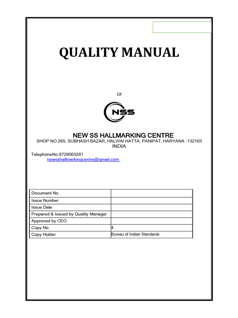 New Ss Quality Manual New OSC | PDF | Metallurgical Assay | Calibration
