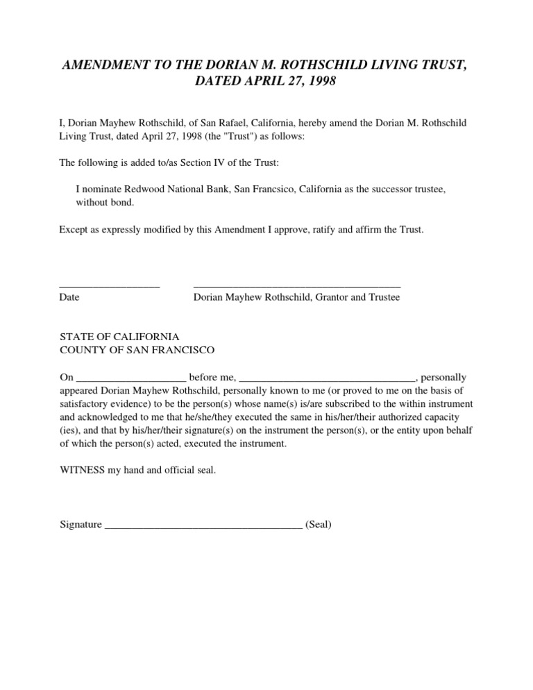 Living Trust Amendment | PDF