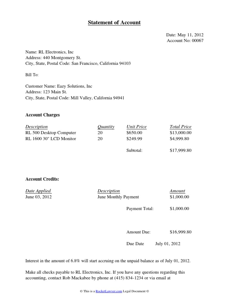 Statement of Account