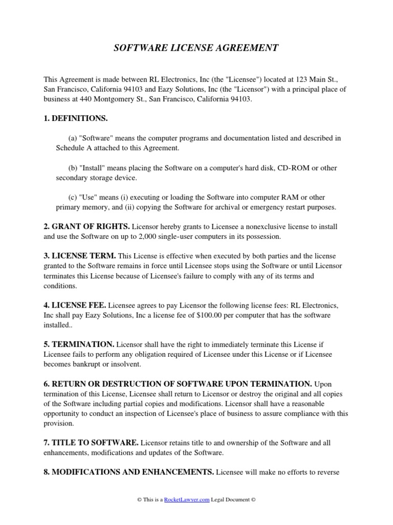 Software License Agreement | PDF | License | Damages