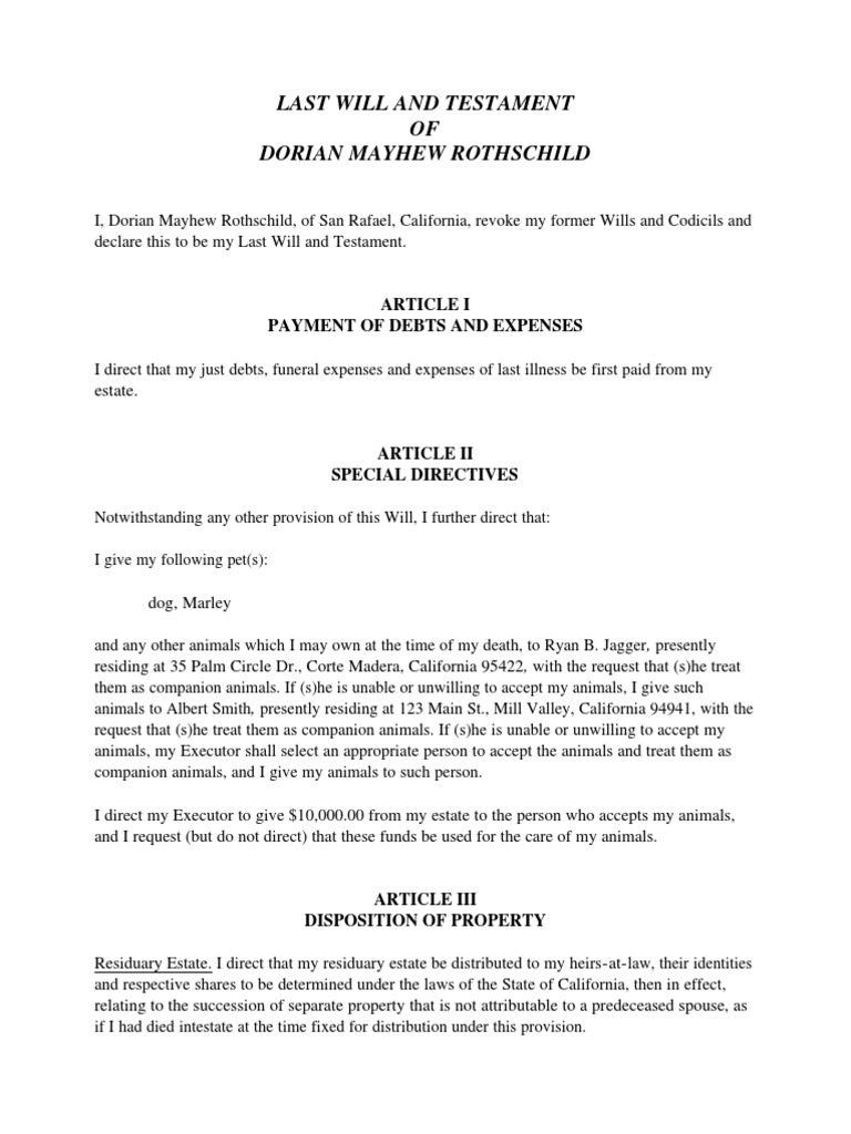 Will For Single People With No Children | PDF | Will And Testament ...