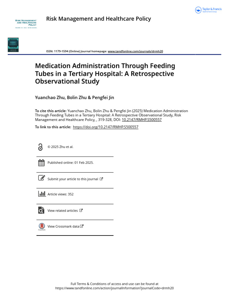 Medication Administration Through Feeding Tubes in A Tertiary Hospital ...