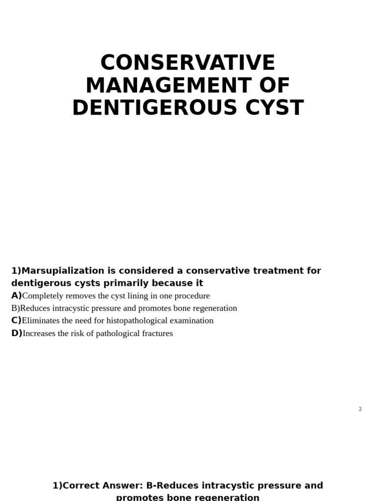 Marsupialization for Dentigerous Cysts | PDF | Medical Specialties ...