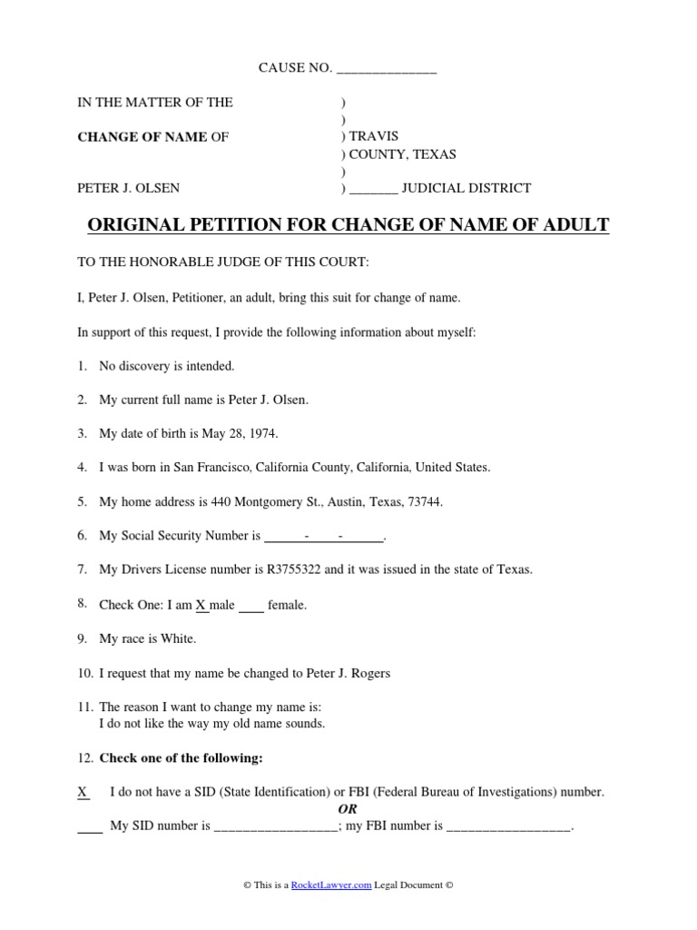 Texas Name Change Petition and Order | PDF | Probation | Federal Bureau ...