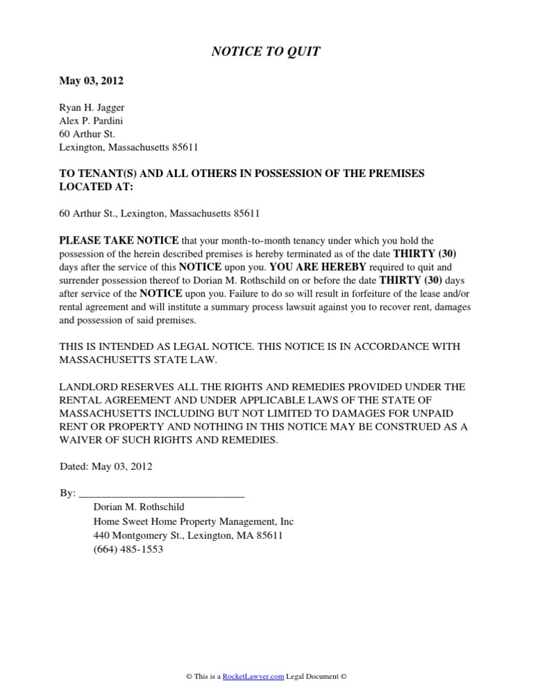 Massachusetts Eviction Notice | PDF | Social Science