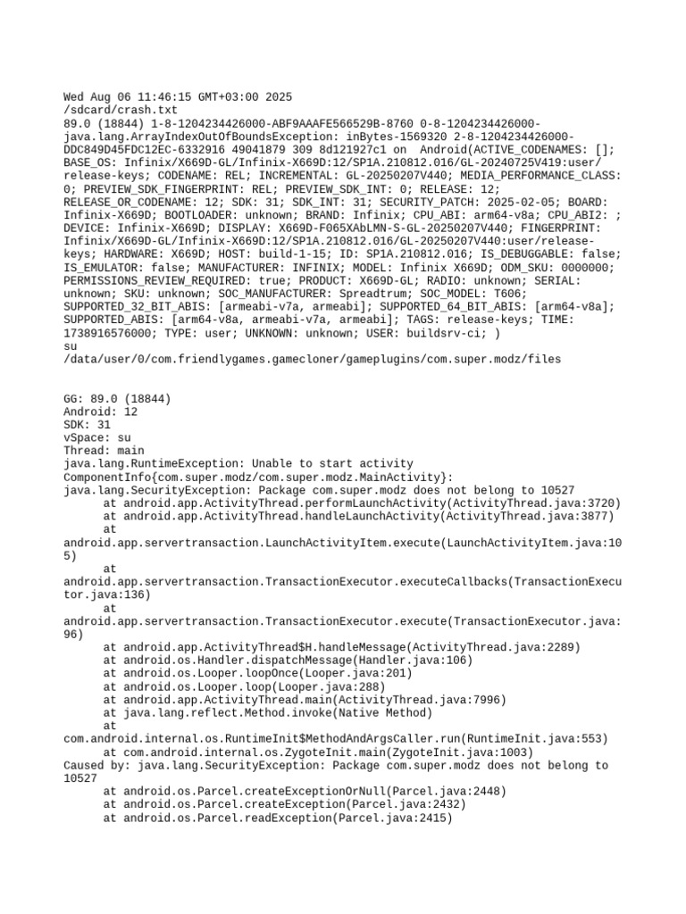 Crash | PDF | Java (Programming Language) | Android (Operating System)