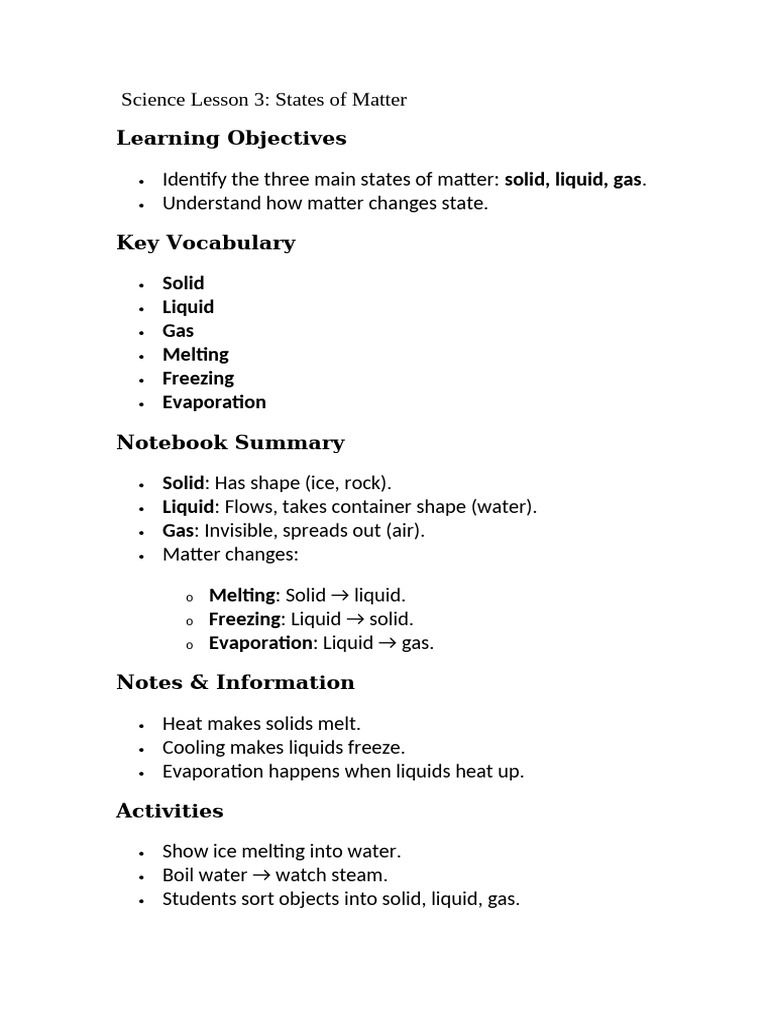 Science Lesson 3 | PDF