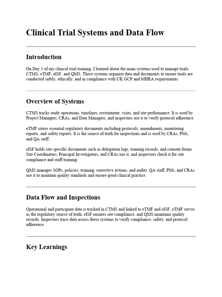 Clinical Trial Systems and Data Flow | PDF