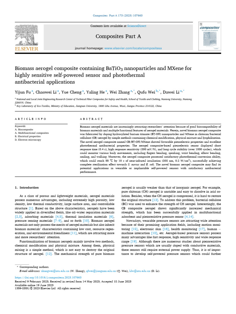 Biomass Aerosol Composite Containing BaTiO3 Nanoparticles and MXene for ...