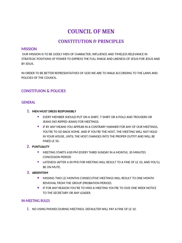 Council of Men Constitution[1] | PDF