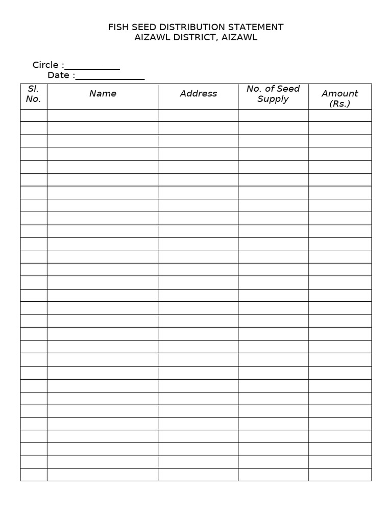Fish Seed Distribution Statement | PDF
