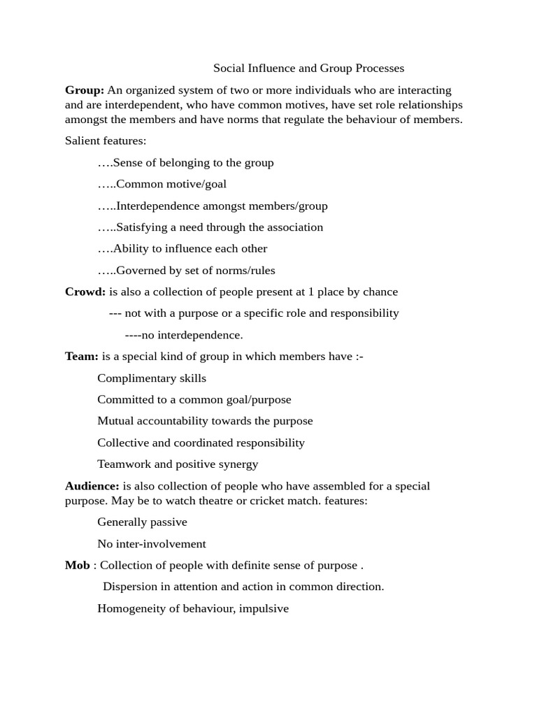 Understanding Group Dynamics and Influence | PDF | Group Cohesiveness ...