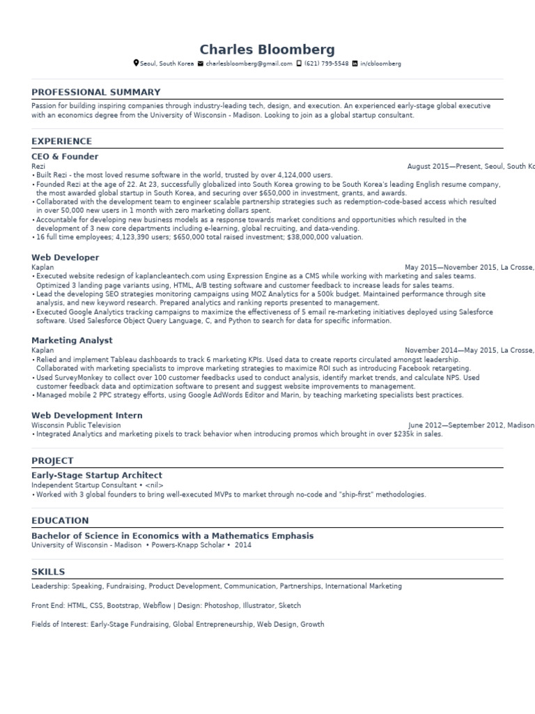 Global Startup Consultant Resume | PDF | Analytics | Startup Company