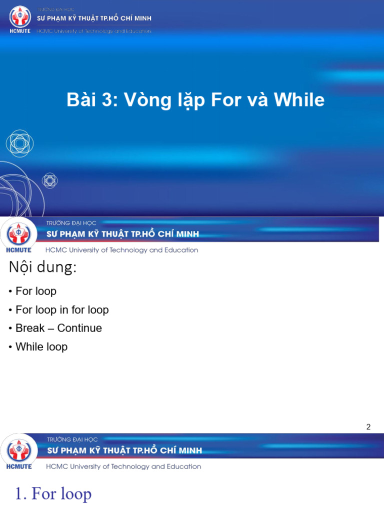 Lecture3-Vòng lặp for và while | PDF