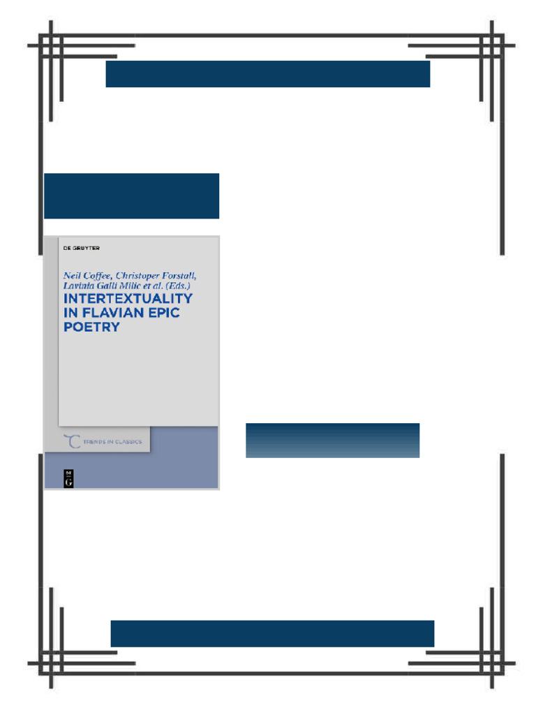 Intertextuality in Flavian epic poetry contemporary approaches ...