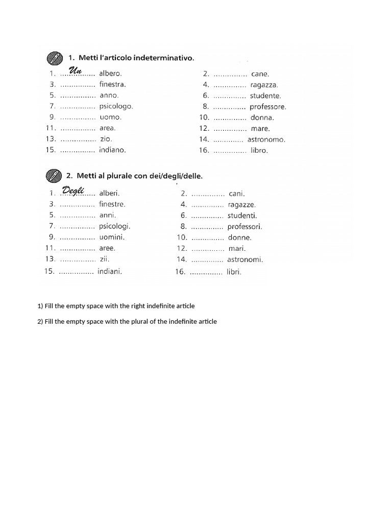 2 - Practice on Indefinite Article and Its Plural | PDF