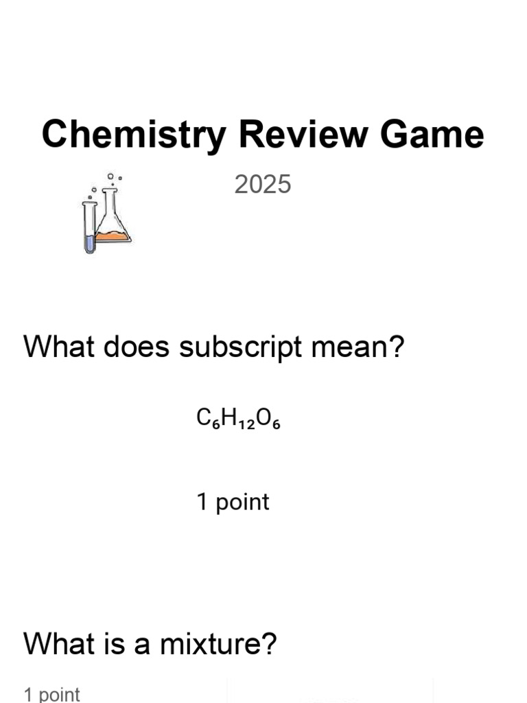 Chemistry Review Game 2025 | PDF
