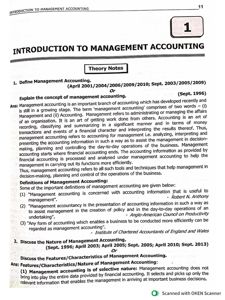 Management Accounting | PDF