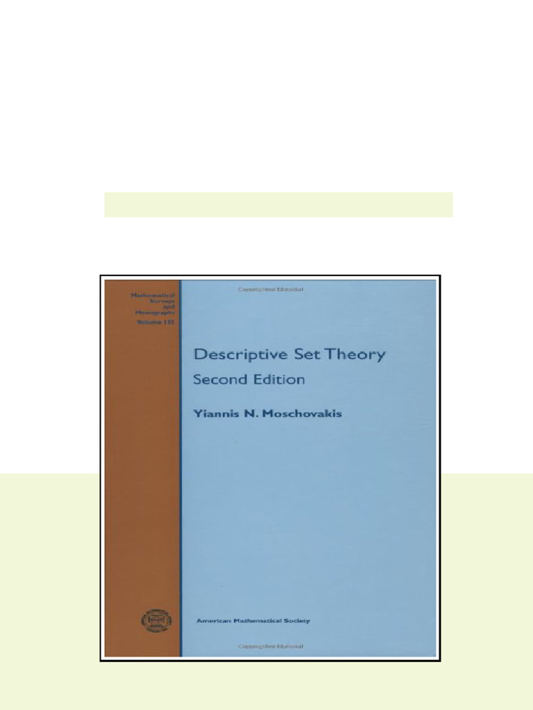 Descriptive Set Theory 2nd Edition Yiannis N Moschovakis sample | PDF ...
