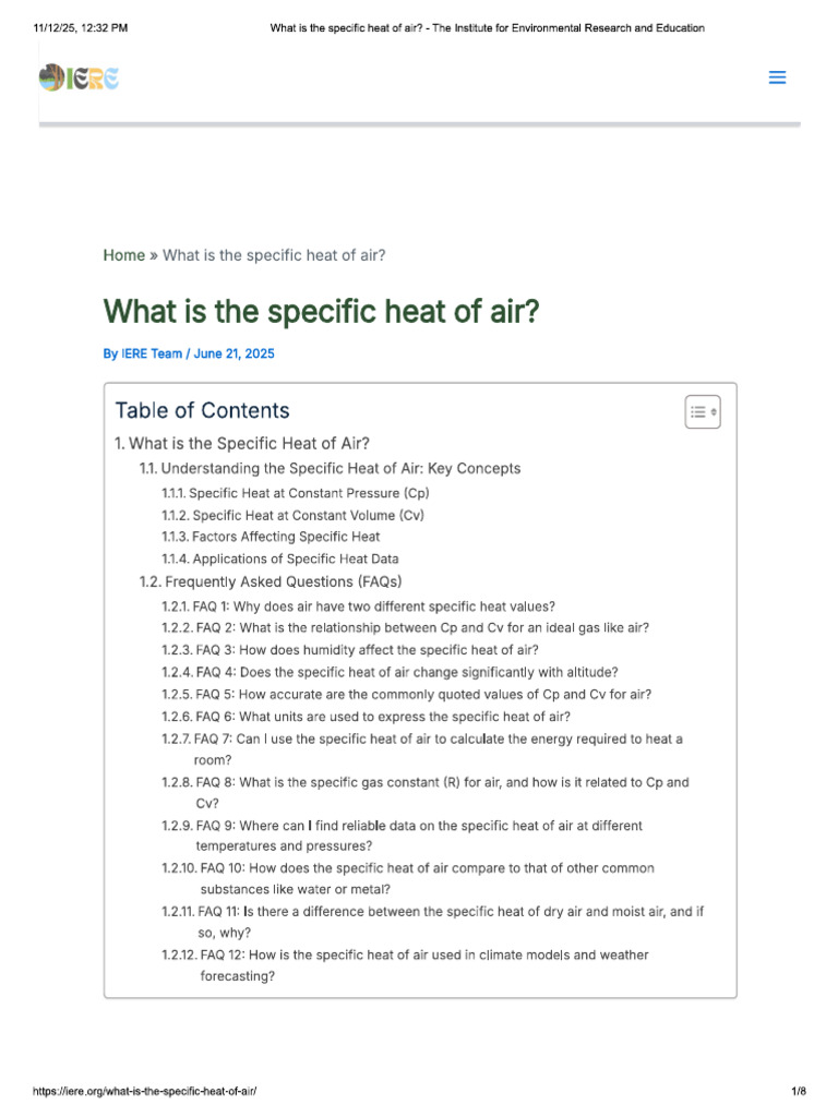 Air Specific Heat Concept | PDF
