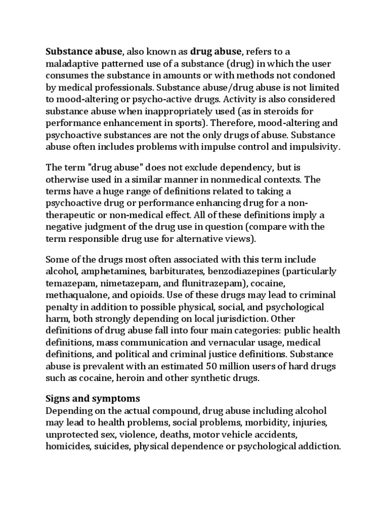 Research On Drugs Abuse | PDF | Substance Abuse | Alcoholism