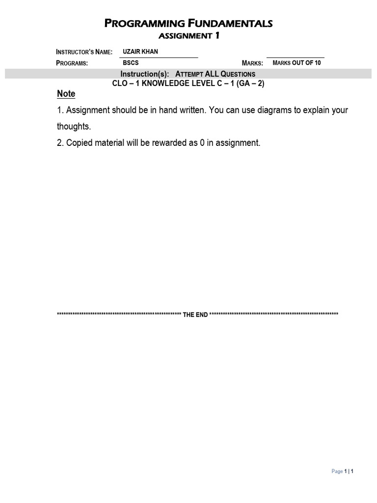 Assignment 1 | PDF