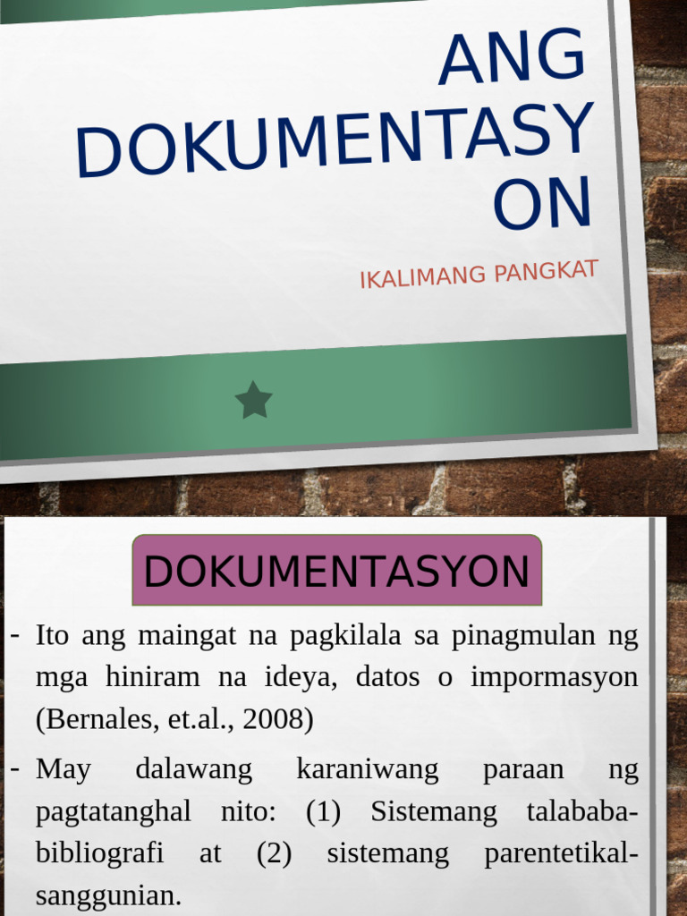 ANG DOKUMENTASYON PPT G-5 | PDF