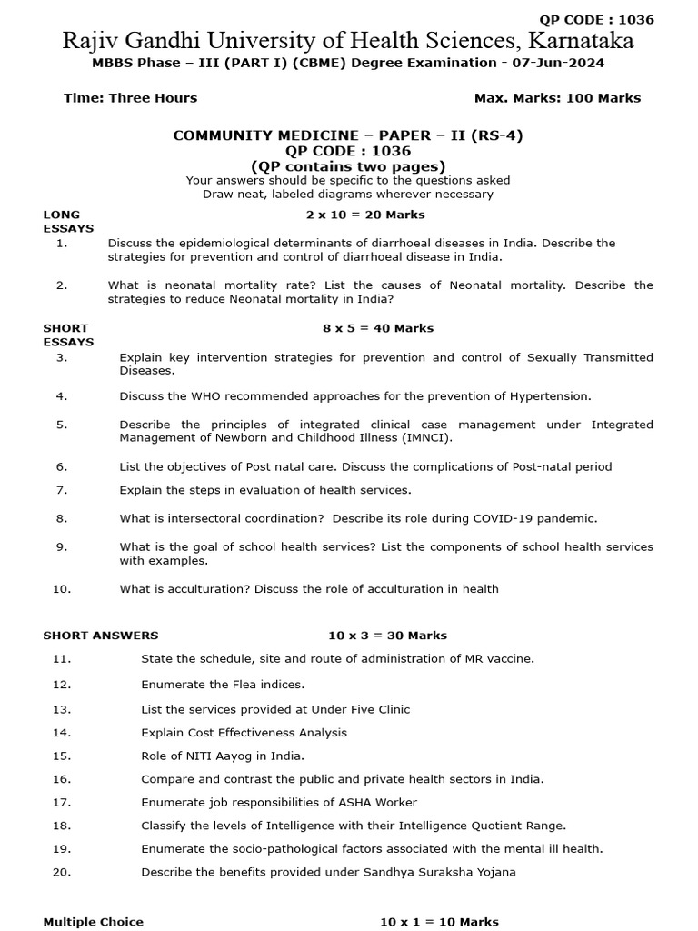 MBBS - 1036 - COMMUNITY MEDICINE - TP2 ( MAY-2024 )_JANUARY-2024 (APR ...