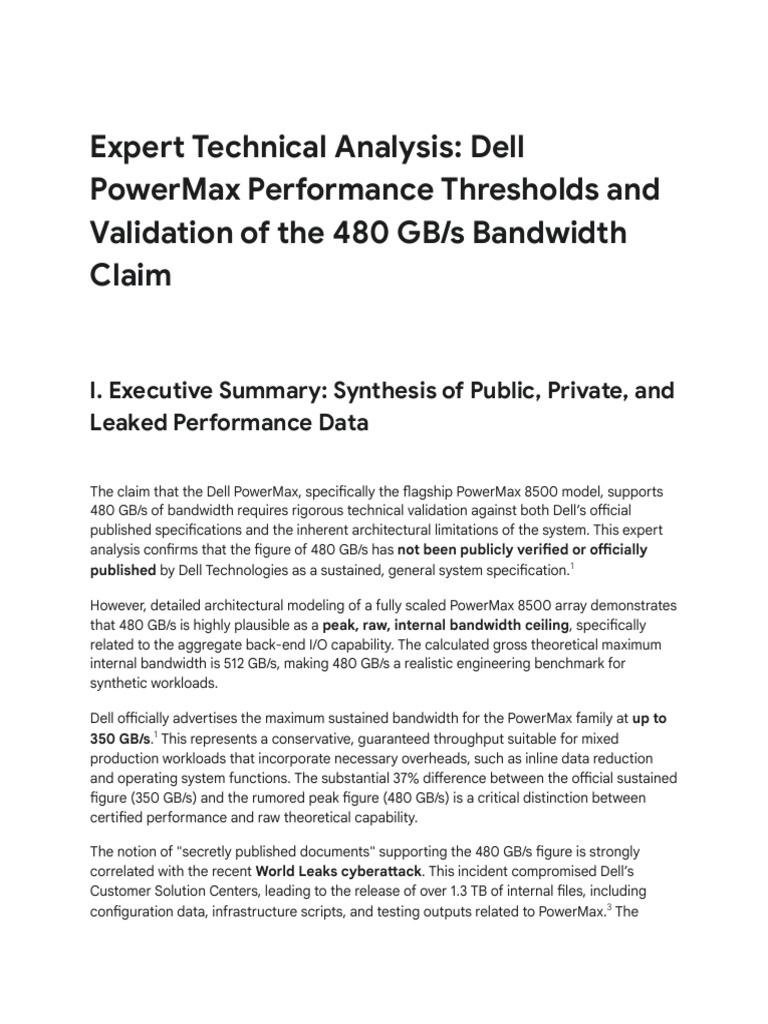 Dell PowerMax 8500 Bandwidth Analysis | PDF | Scalability | Computer ...