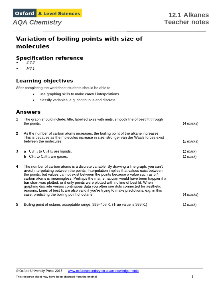 Variation of Boiling Points TEACHER | PDF