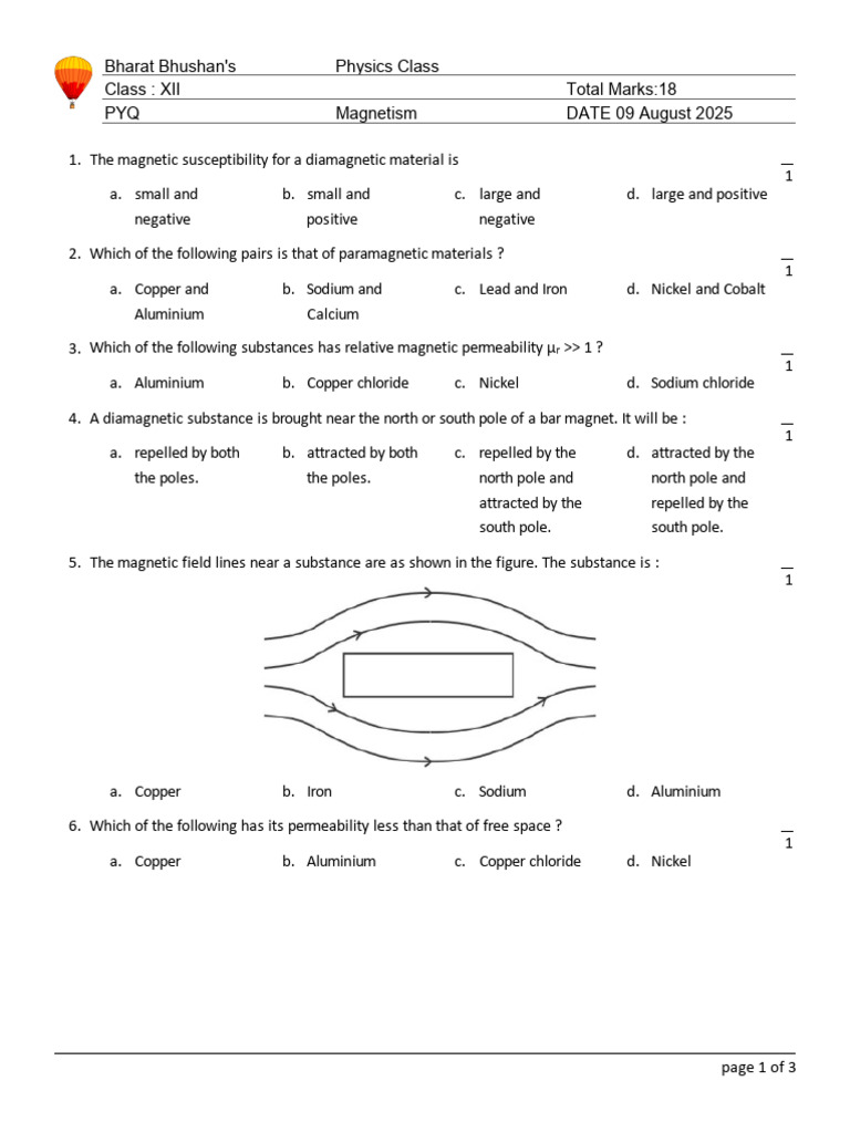 Pyq Magnetism Matter | PDF | Magnetism | Magnetization