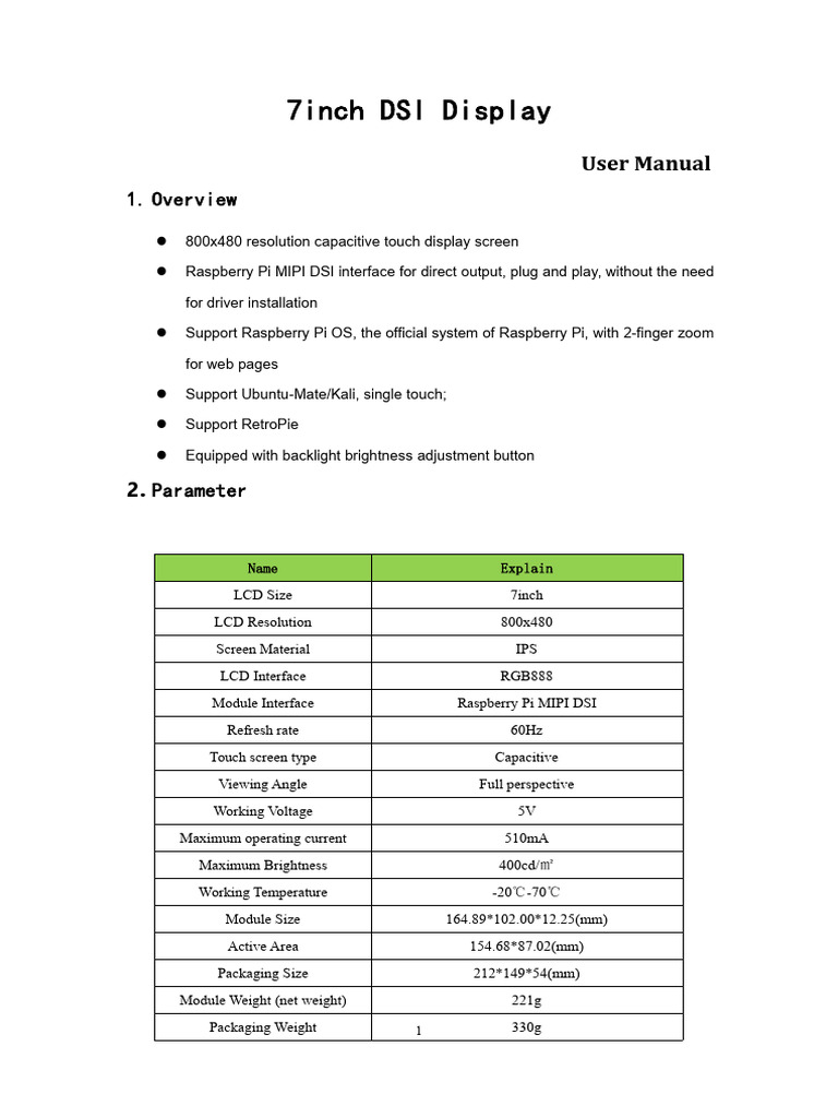 7-Inch Raspberry Pi DSI Display Manual | PDF | Raspberry Pi | Liquid ...