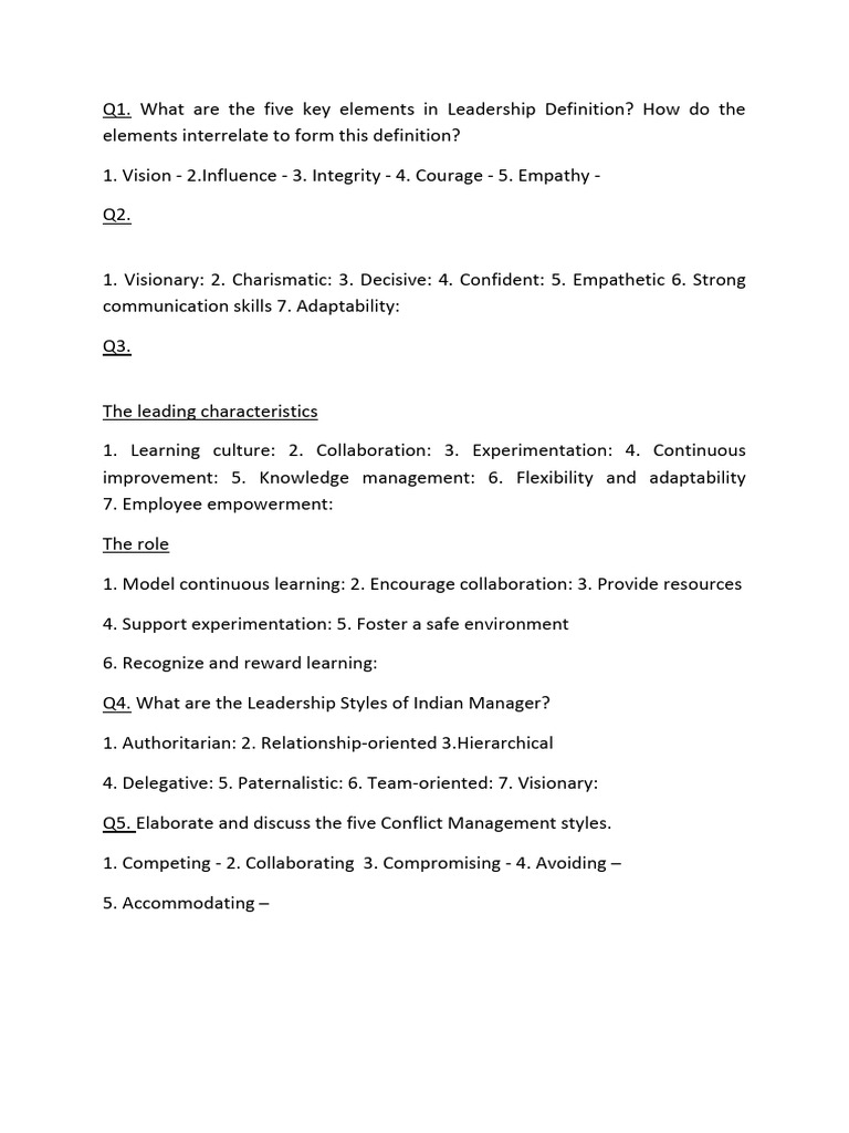 Key Elements of Effective Leadership | PDF