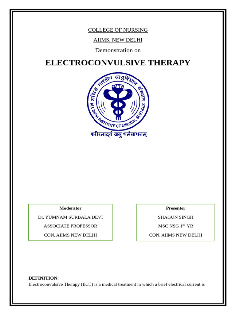 ECT_DEMO[1] | PDF | Electroconvulsive Therapy | Major Depressive Disorder