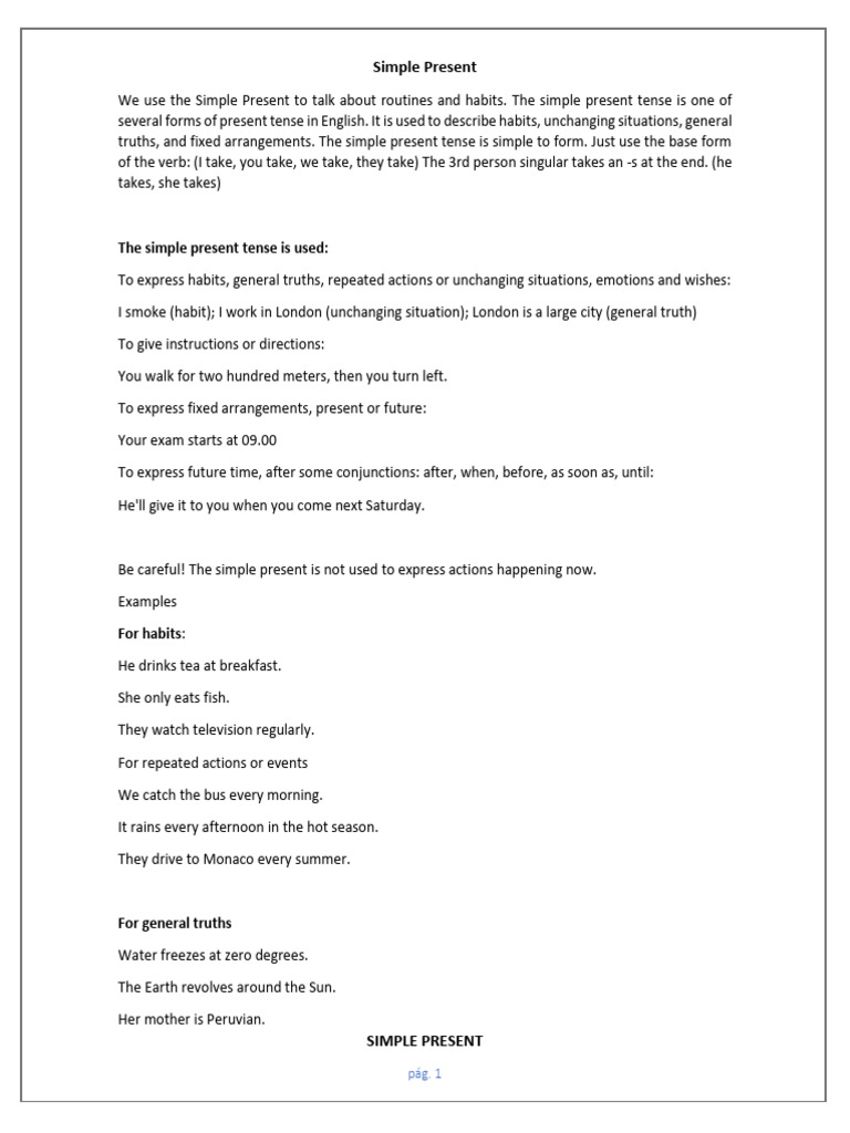 Simple Present text | PDF | Linguistics | Syntax