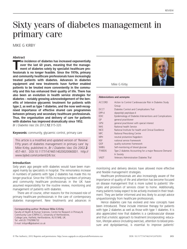 Evolution of Diabetes Management in Primary Care | PDF | Diabetes ...