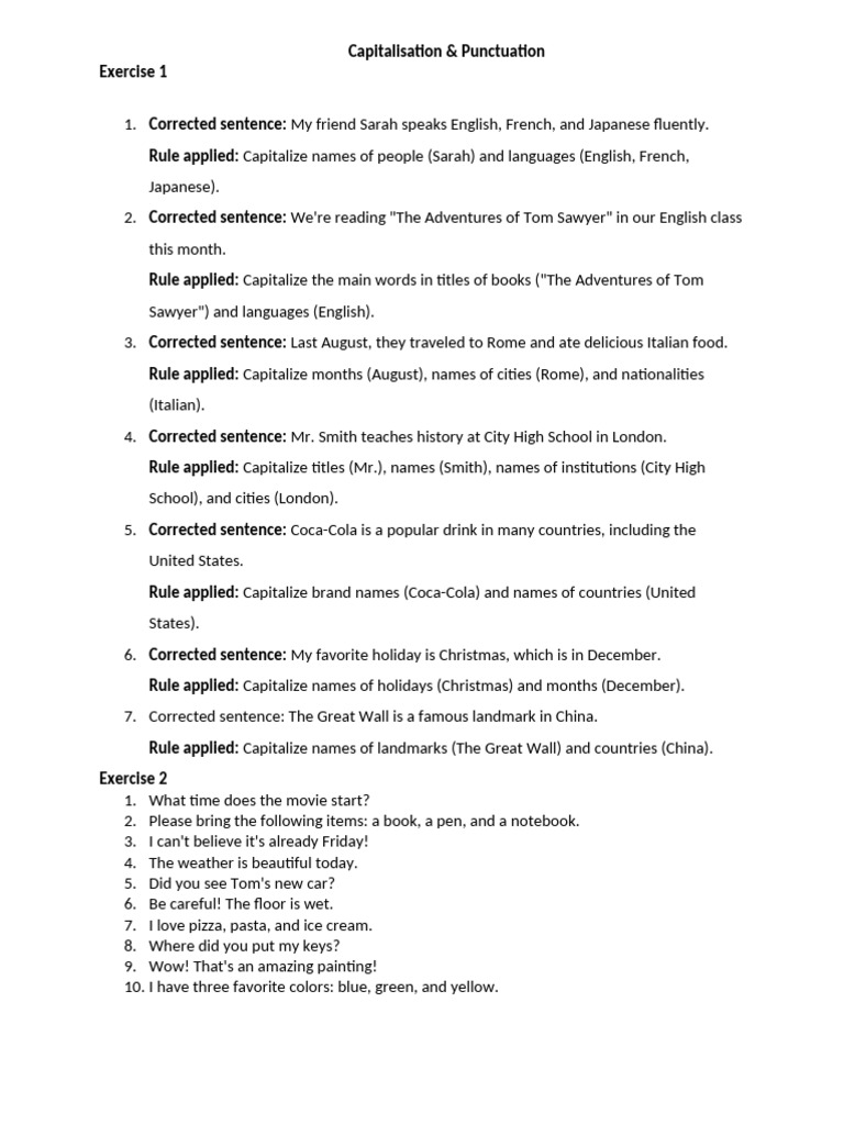Capitalization and Punctuation Rules | PDF