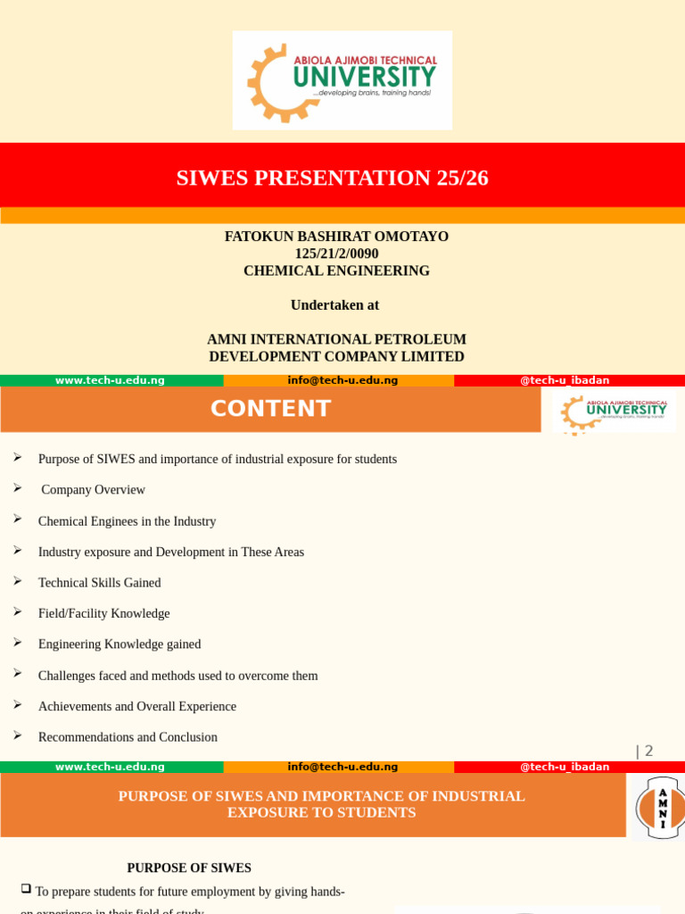SIWES Report: Chemical Engineering Internship | PDF | Enhanced Oil ...