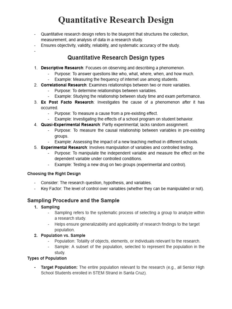 Quantitative Research Design | PDF | Sampling (Statistics ...