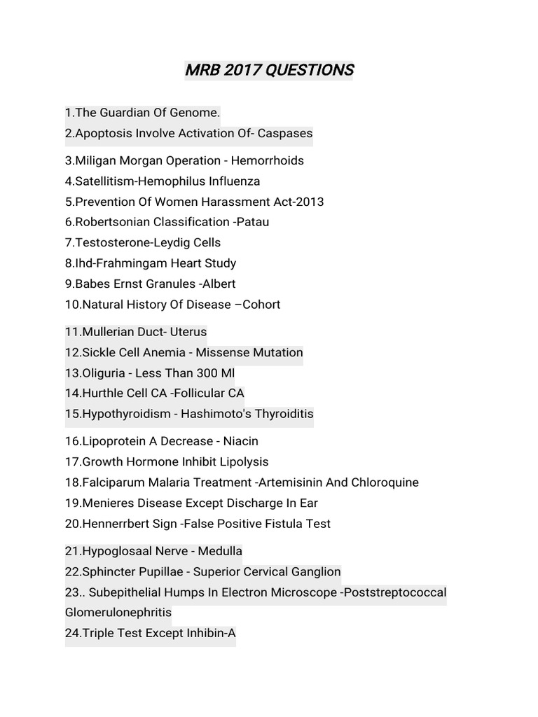 MRB 2017 Questions | PDF