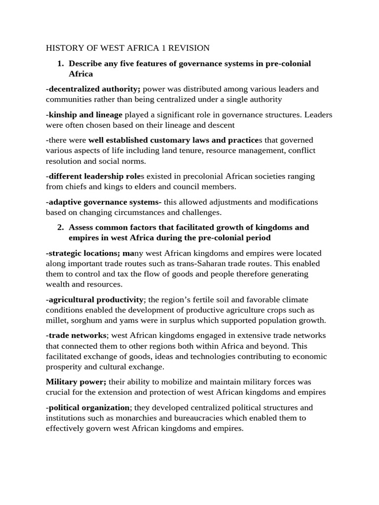 History of West Africa 1 Revision | PDF | West Africa | Africa